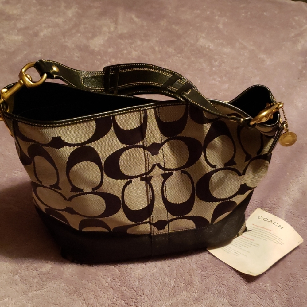 Coach Large Signature Stripe Tote Shoulder Bag - Gem